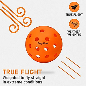 EasyTime Pickleball, 40 Holes Pickleball Balls for Outdoor Sport, 26 Holes for Indoor, Highly Durable and Consistent Bounce, USAPA Standard for Pickleball Sport, 6 Pack