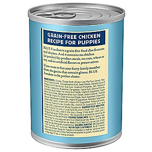 Blue Buffalo Freedom Grain Free Natural Puppy Wet Dog Food, Chicken 12.5oz cans (Pack of 12)