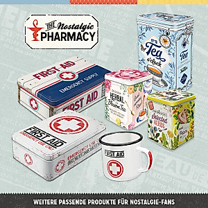 Nostalgic-Art Retro storage tin box flat, 84.5 oz, First Aid Kit – Gift idea for nostalgia fans, metal can with lid, vintage design