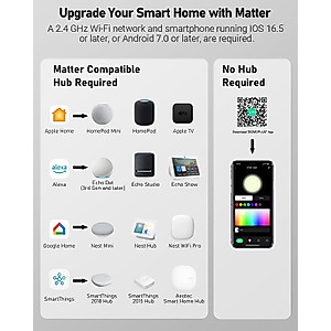 DomoPlus Matter Smart Light Bulbs, Full Spectrum Light Bulb Work with Alexa and Google Assistant, 16 Million Colors RGBWW WiFi Led Light Bulb, App & Voice Control, A19, 800Lm, 2 Pack