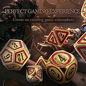 Kopana DND Metal Dice Set, 7-Piece Polyhedral Dragon Metal Dice Suitable for Role Playing Game(with Storage Bag&Gift Case)