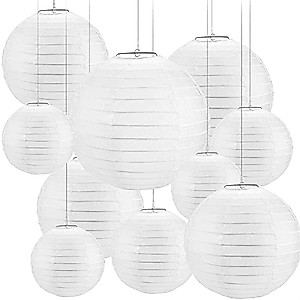Lantern 30 Pcs 4 Inch-12 Inch White Paper Lantern Chinese Lanterne Papier Lampion Wedding Party Halloween Christmas Event Hanging Decor (Color : White)