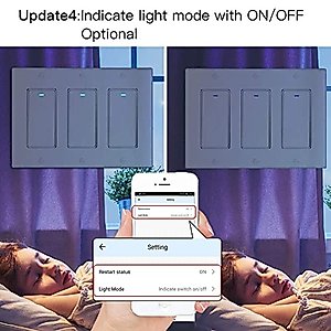 MoesGo WiFi Wall Push Button Smart Light Switch,Multi-Control, 2.4GHz WiFi Light Switches, Neutral Wire Required,Remote Control Smart Life/Tuya, Work with Alexa,Google Home White 3 Gang
