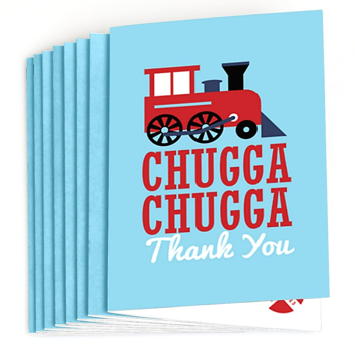 Big Dot of Happiness Railroad Party Crossing - Steam Train Birthday Party or Baby Shower Thank You Cards (8 count)