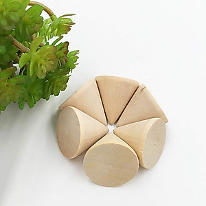 SUPVOX 10pcs Natural Wood Cone Ring Holders Unpainted Wooden Cones to Craft Paint Jewelry Display Stand 3.1cm