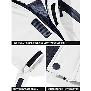 TACVASEN Skiing Jacket for Men Winter Jacket Waterproof Snowboard Jakcet with Hood Hiking Fishing Travel Fleece Jacket Parka Coat White, M