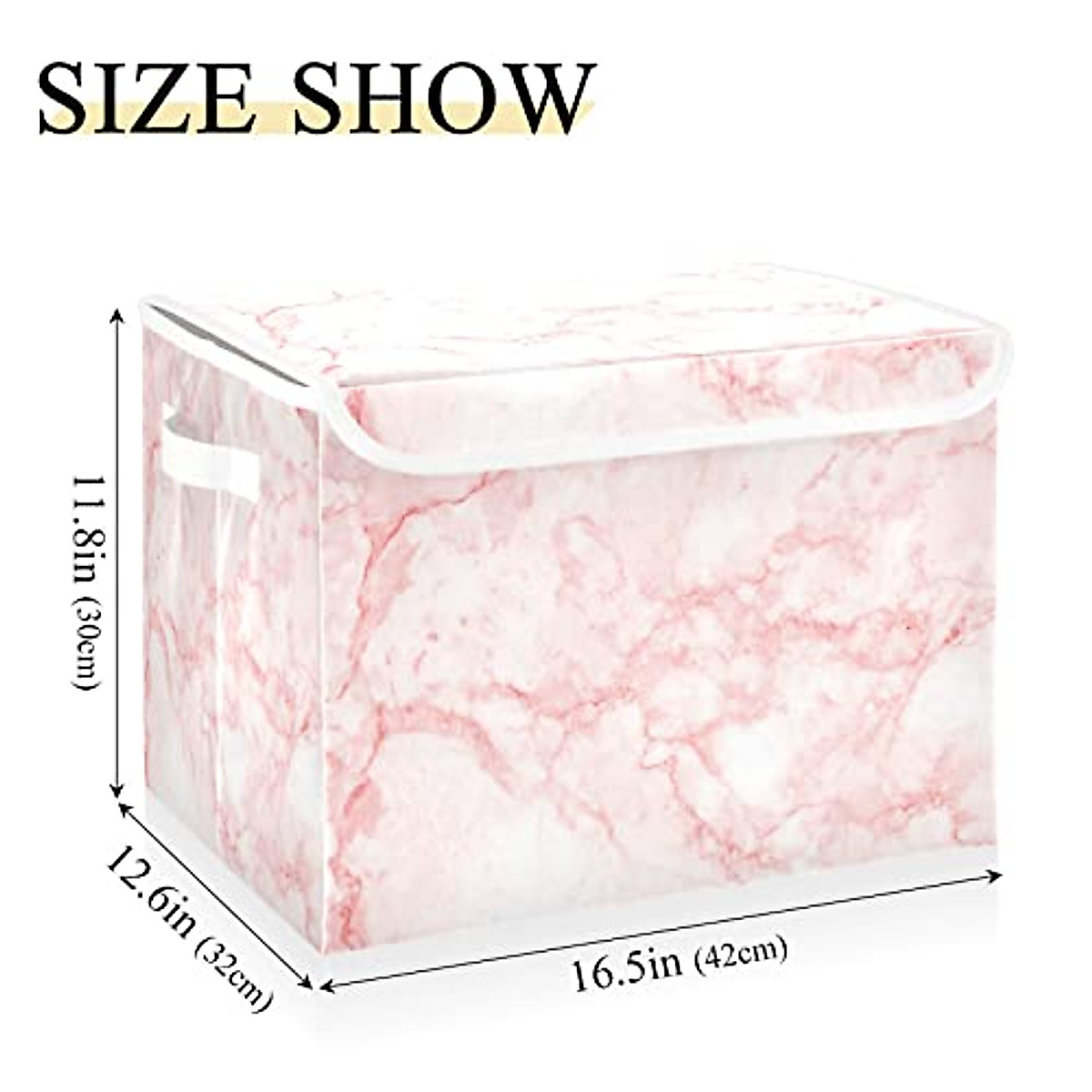 xigua Marble Storage Bins with Lids Foldable Large Cube Storage Boxes with Handles for Home Bedroom Closet Office (16.5x12.6x11.8 in)#12
