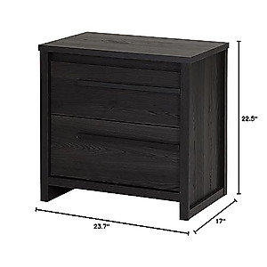 South Shore Tao 2-Drawer Nightstand, Gray Oak with Wood Handles