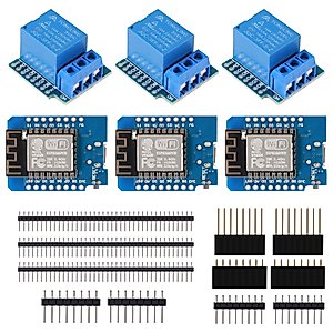 DORHEA ESP8266 ESP-12F NodeMcu D1 Module WeMos Lua 4M Bytes WLAN WiFi Internet Development Board + Relay Shield + 2.54mm 40Pin Single Row Male Pin Header - 3Set