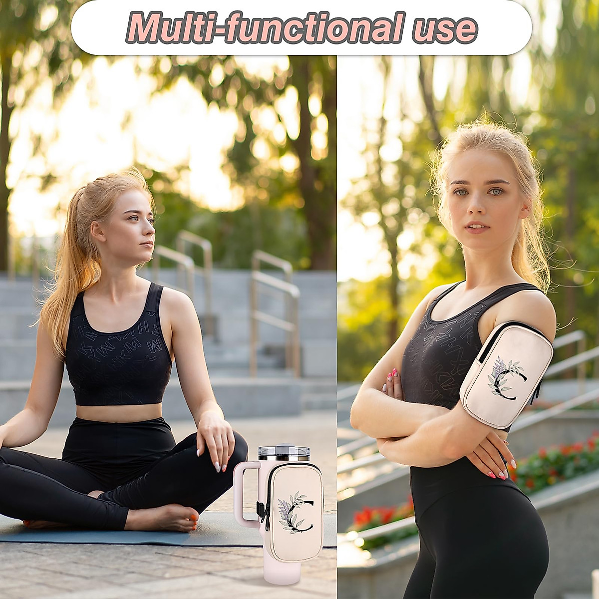 Water Bottle Pouch for Stanley - Water Bottle Pouch - Alphabet Cup Pouch Bag for Stanley Cup 18-40 Oz, Water Bottle Holder with Zipper for Stanley Cup(C)