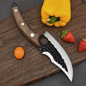 Handmade Forged Kitchen Knife 3 Pcs Professional Chef Knife Set, Hunting, BBQ Meat Knives for Cooking, Forged Kitchen Knife with High Carbon Stainless Steel Cutlery With Leather Sheaths