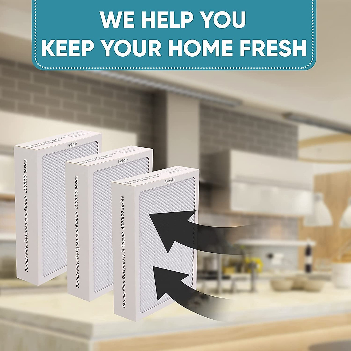 Omaeon 3-Pack for Blueair 500/600 Filter Replacement - Compatible with Blue Air Purifiers Filter 500 600 Series. 3 Particle Filters Fit Blue Air Filter Replacement 500 600, 501, 503, 510, 601, 603