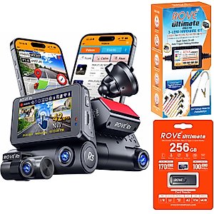 ROVE R3 Dash Cam | Hardwire Kit | 256GB Micro SD Card