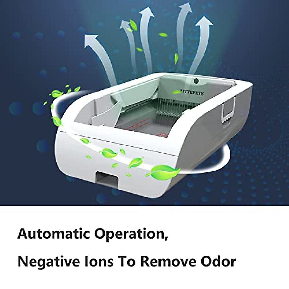 Smart Automatic Cat Litter Box Self Cleaning APP Control Cat Litter Box with Built in Odor Eliminator Works with Clumping Cat Litter (White-Grey)