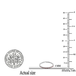 Dazzlingrock Collection Round Ruby & White Diamond Dainty Anniversary Stackable Wedding Band for Her in 10K White Gold, Size 7