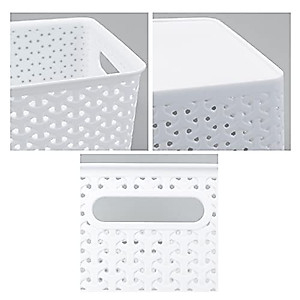 Inhouse Plastic Storage Baskets, White Plastic Bins Organizer, Set of 4