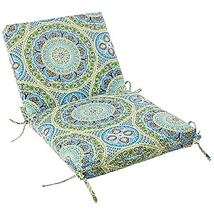 Pillow Perfect Outdoor/Indoor Delancey Lagoon Square Corner Chair Cushion, 1 Count (Pack of 1), Blue