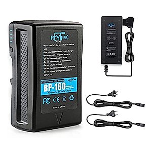 REYTRIC 154Wh(10400mAh) V Mount/V-Lock Battery with D-tap Output Charger and D-Tap Cable Compatible Video Camera Camcorder Broadcast LED Light Replacement Brick for DSLR