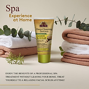 OKAY Oil Control Facial Scrub Exfoliator - Exfoliating Face Wash, Face Scrub for Women and Men, Moisturizing and Brightening, Leaves Skin Smooth and Clean, Paraben Free - Lemon, 6 Oz (Pack of 1)