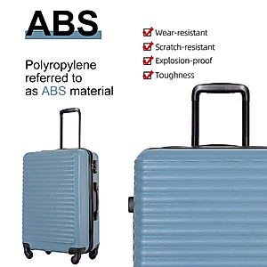 Travelhouse Amalodie Hardshell Upright Spinner Wheel Suitcase Set PP ABS, Lightweight Checked Carry-On Luggage 3-Piece Set with Spinner Wheels TSA Locks 20" 24" 28" (Jet blue)