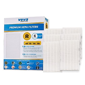VEVA HEPA Filter Replacement 6 Pack - Compatible w/Honeywell Air Purifier Series HPA090, HPA100, HPA200, HPA250 & HPA300