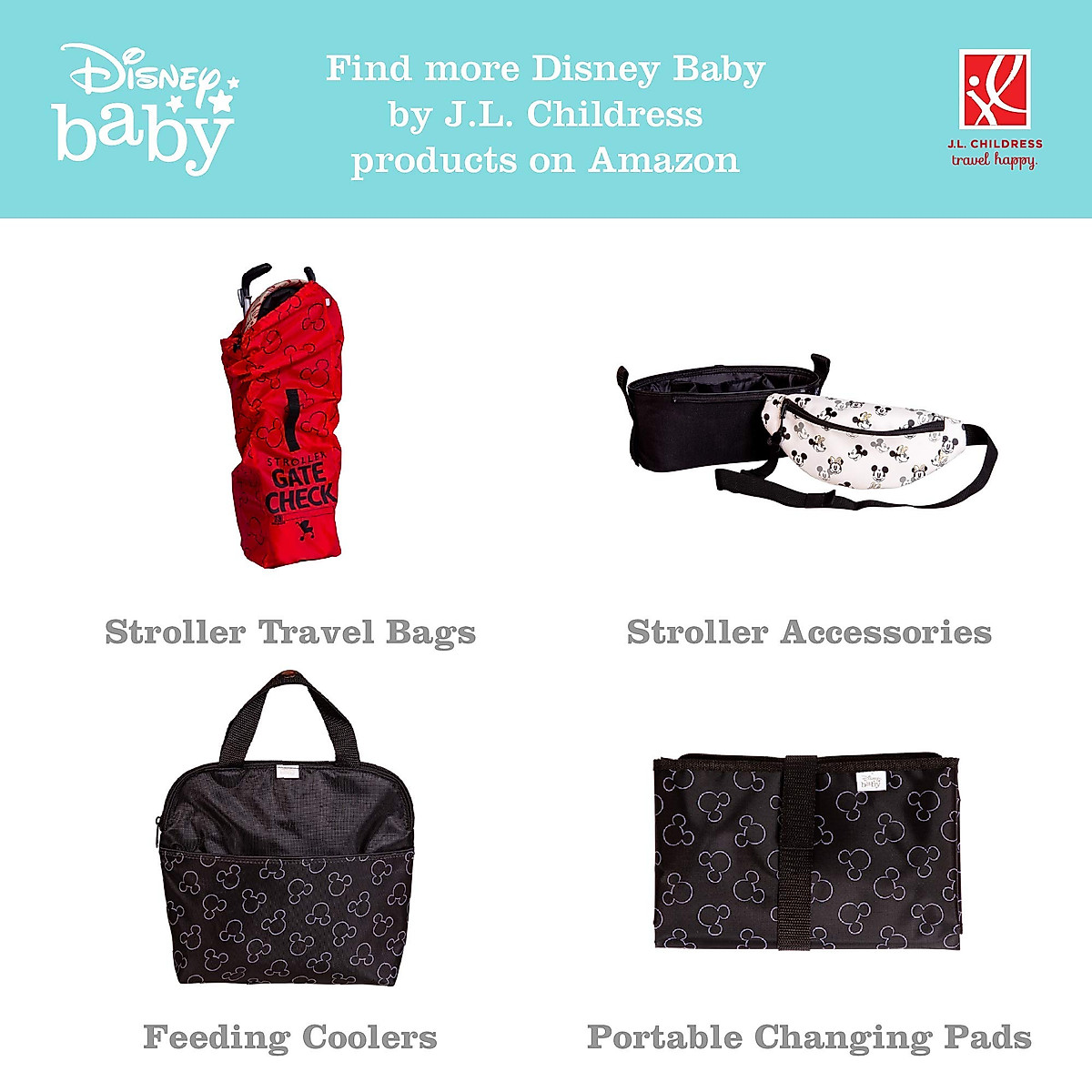 J.L. Childress Disney Baby Ultimate PREMIUM Backpack Padded Car Seat Travel Bag - Car Seat Gate Check Bag - Fits All Car Seats & Booster Seats - Mickey Mouse