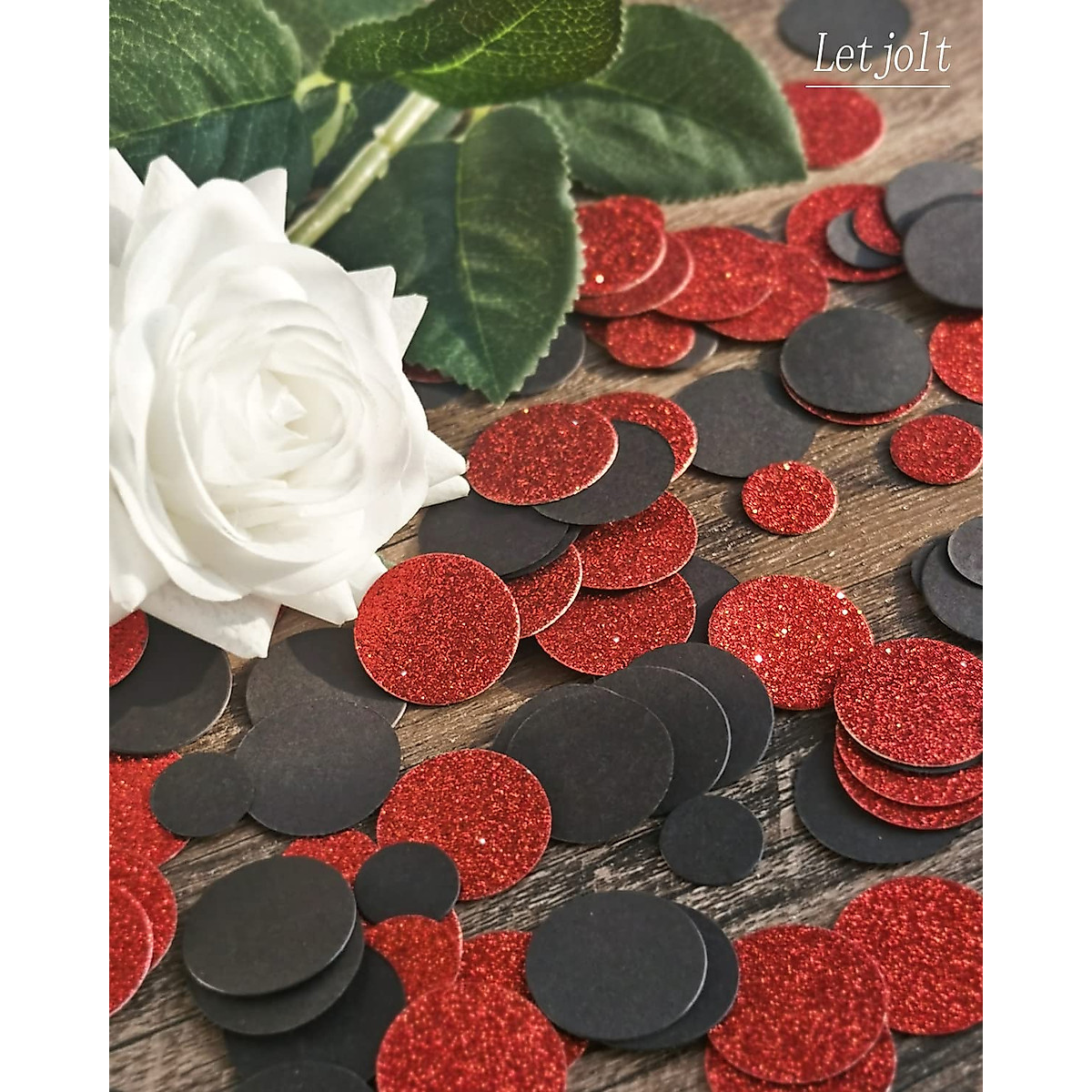 Red Dots Confetti Glitter Paper Red Black Scatter Table Decoration Surprise Craft Supplies Graduation Birthday Party Bridal Baby Shower Girls Party Wedding Gift Circle Dots Decor 100 Pcs