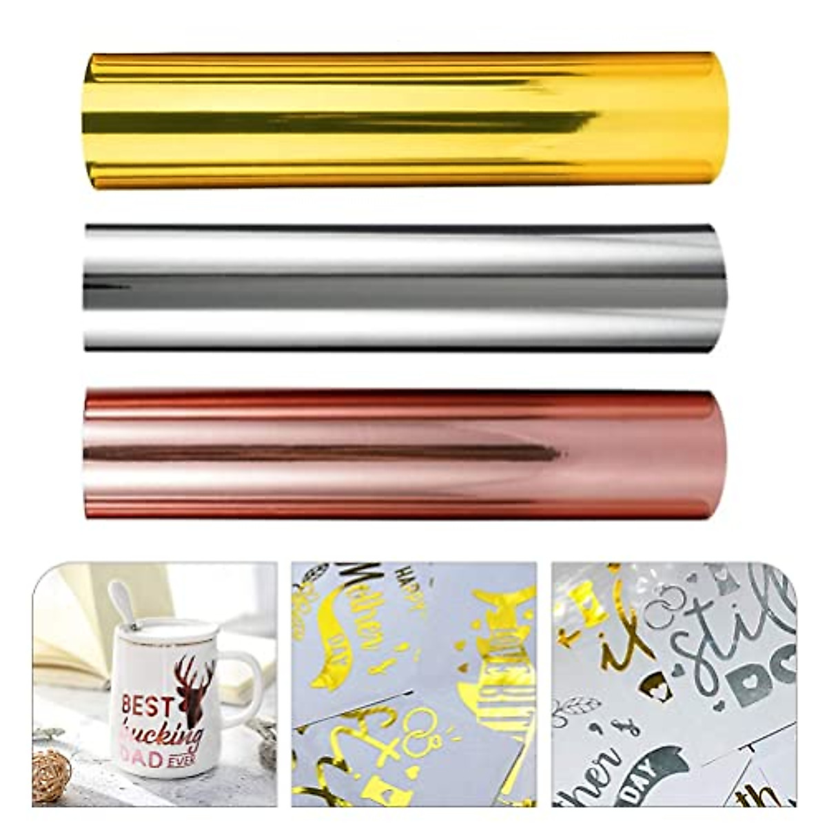 VILLCASE 3 Rolls Self Adhesive Vinyl Stickers Cup Vinyl White Vinyl Vinyls Clothing Transfer Color Changing Vinyl Transfer Tape for Vinyl White Permanent Vinyl Glass Film Glossy Crafts PVC