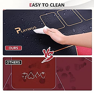 PLAYWUS Easy Cleaning Poker Mat, 70 x 35 Inch Smooth Surface Poker Table Top with Storage Bag, Non-slip Texas Holdem Poker Mat for Blackjack, Casino, Gambling Games (Wine Red)