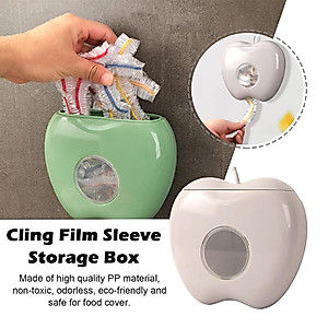 HEWAN Fresh Keeping Bag Storage Box Wall-Mounted Disposable Cling Film Cover Cling Bag Organizer Multifunctional Plastic Wall-mounted Safety Kitchen Storage (Grey)