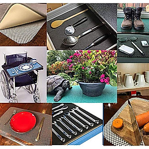 Shelf and Drawer Liner 12" X6.5’ Grid Pattern PVC Non-Adhesive Grip Liner for Kitchen Cabinets,Shelves,Storage, Kitchen and Desks (Blue)