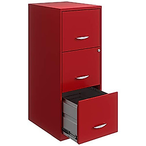 Hirsh Industries Space Solutions 3 Drawer Metal Vertical File Cabinet with Lock Lava Red