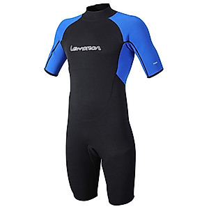 Lemorecn Wetsuits Adult's Premium Neoprene Diving Suit 3mm Shorty Jumpsuit (3037blue-XL)