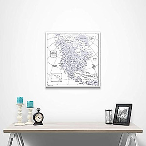 Push Pin North America Map Board - With Push Pins to Mark North America Travel - Handmade in Ohio, USA - Design: Light Gray Color Splash