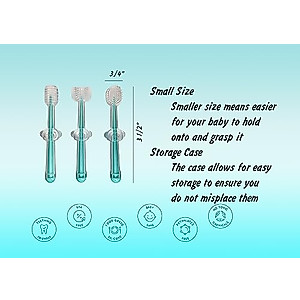 LunaSly Baby 3-Piece Oral Care Set Silicone Tongue Cleaner, Gum Messaging, and Toothbrush Toddler (Teal)