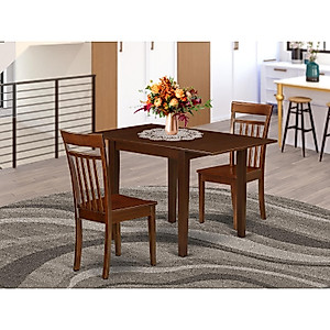 HomeStock Vintage Variety Modern Dining Table Set 3 Pc- 2 Marvelous Kitchen Chairs and an Eye-Catching Kitchen Table - Mahogany Finish Hardwood Chair Seat - Mahogany Finish Solid Wood Structure.