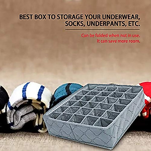 Isabelvictoria 30 Cell Foldable Bamboo Charcoal Underwear Socks Drawer Organizer Storage Box Polypropylene Non-Woven Seperate Box 11L