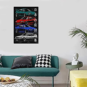 ALLUCKII JDM Japanese Car Poster Legends Essential Classic Canvas Wall Print Art Living Room Wall Decor Artwork Paintings for Bathroom Decor 16"X24" No Frame