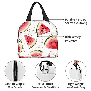 Canesert Lunch Bag with Pocket for Teen Slices Watermelon Insulated Lunch Box Cooler Thermal Waterproof Reusable Tote Bag for Women Travel Work Hiking Picnic