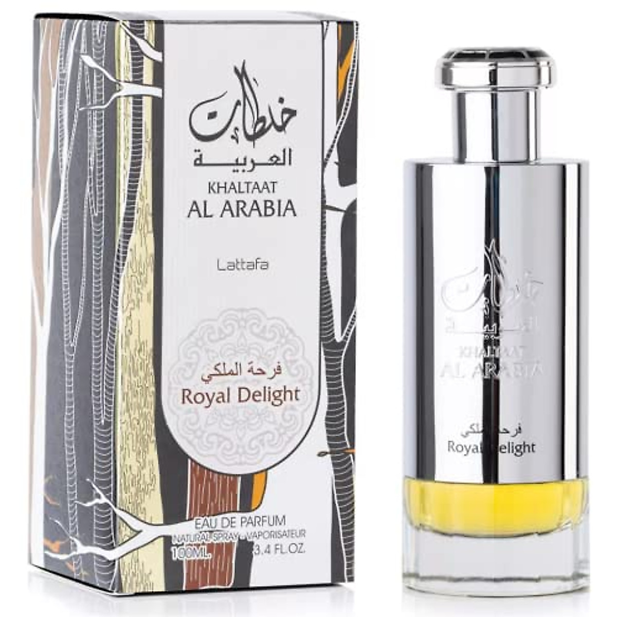 Lattafa Khaltaat Al Arabia Royal Delight (Silver) for Unisex Eau de Parfum Spray, 3.4 Ounce