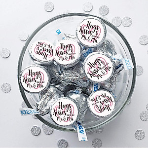 180 Chocolate Drop Labels Stickers-Hugs Kisses from The New Mr. & Mrs. Wedding Stickers for Weddings, Bridal Shower Engagement Party, Wedding Party Favors Decor.