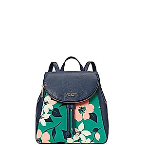 Kate Spade Canvas Leila Small Flap Drawstring Backpack Lily Blooms Green