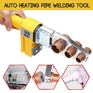 Full Automatic PPR Pipe Welder 220V Digital Temperature Controlled Water Pipe Welding Machine Electric Heating Hot Melt Tools Kit for PP PE PVC Tube,800w