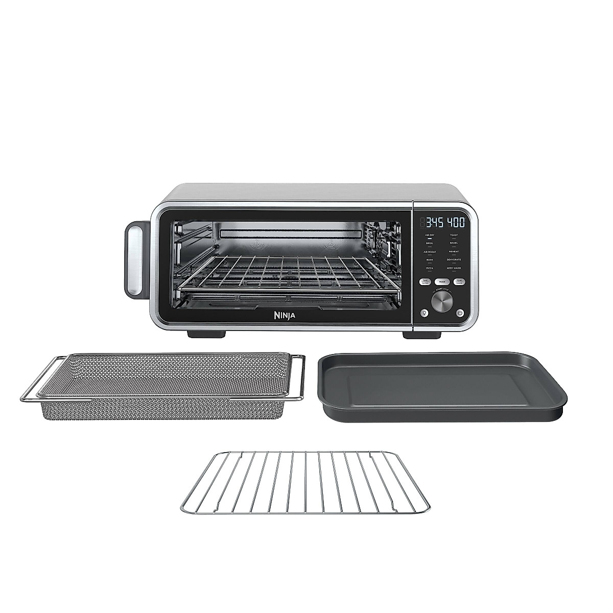 Ninja FT205CO Digital Air Fry Pro Countertop 10-in-1 Oven w/Extended Height, XL Capacity, Flip Up & Away Storage, with Air Fry Basket, Sheet Pan, Broil Rack, Wire Rack & Crumb Tray, Silver (Renewed)