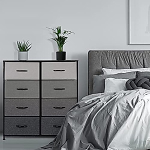 LLappuil 8 Drawer Dresser for Bedroom, Fabric Dresser Chests of Drawers Tower, Tall Dresser Drawers for Clothes Storage Organizers, Closet Dresser Drawers for Nursery, Living Room, Hallway, Grey