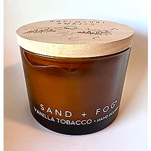 Sand + Fog Vanilla Tobacco Scented Candle Stamped Wooden Lid