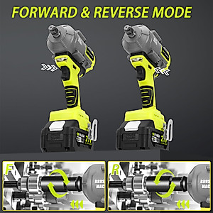 RYOJEGK 1000N.m(740ft-lbs) Cordless Impact Wrench, 21V 1/2”Brushless power Impact Gun, 0-4200 RPM w/ 2 x 4.0Ah Battery & Fast Charger & 5 Sockets, Pistola De Impacto for Car Truck Home