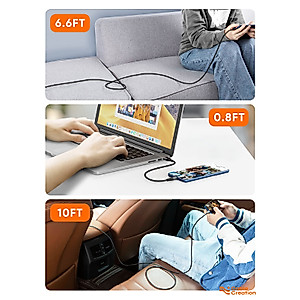 CableCreation Short USB to USB C Cable 0.8ft, USB C Charger Cable Braided for Car Carplay, Galaxy S23 S23+ S22+ S22 S21 S20 Note 20, MacBook, iPad Mini 6, iPad Pro 2020, 0.2m