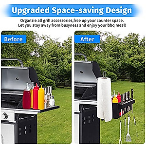 Thanps Upgraded Grill Caddy, Space Saving Griddle Caddy with Paper Tower Holder and Knife Holder Free Seconds Installation, BBQ Caddy for 28" 36" Blackstone Griddle, Gas Grill, Charcoal Grill