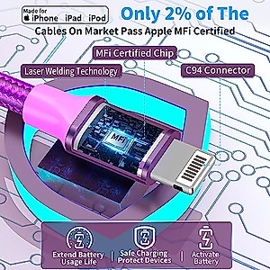 [Apple MFi Certified] iPhone Fast Car Charger, Veetone 48W Dual Port USB-C PD/QC3.0 Power Car Charger Adapter + 2 Pack Lightning Braided Cable Quick Charging for iPhone 14 13 12 11 Pro/XS/XR/SE/X/iPad